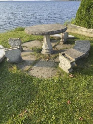 Concrete benches damaged at Sundridge Children's Garden
