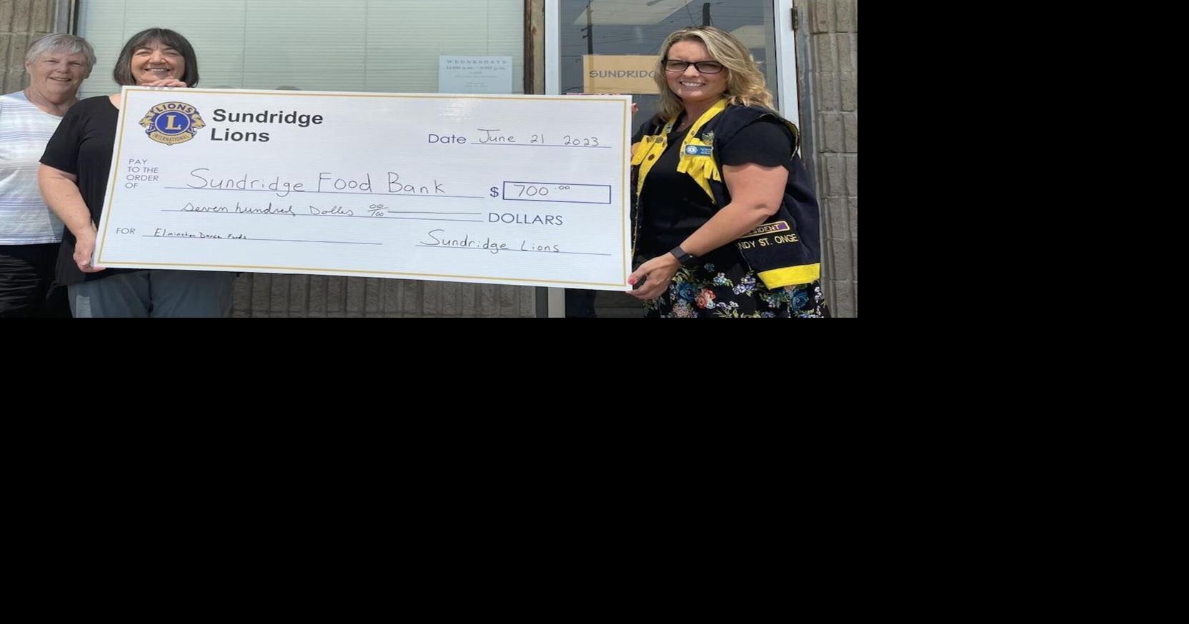 Sundridge Foodbank receives $700 donation from Lions Club