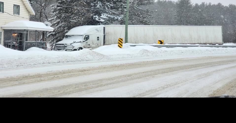 Tractor trailer loses control, stops next to residence in Mattawa