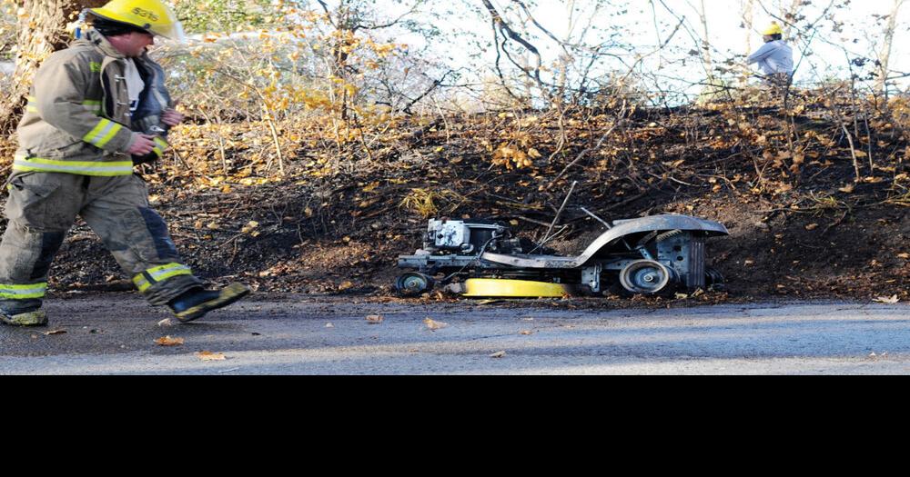 Riding lawn mower catches fire in Hamilton Township