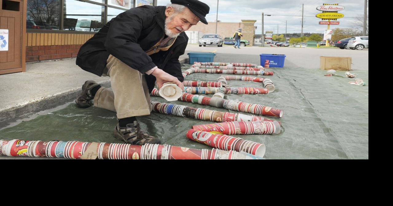 One thousand Tim Hortons cups used to protest waste in Port Hope