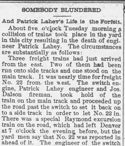 Railyard wreck killed early North Platte engineer in 1887
