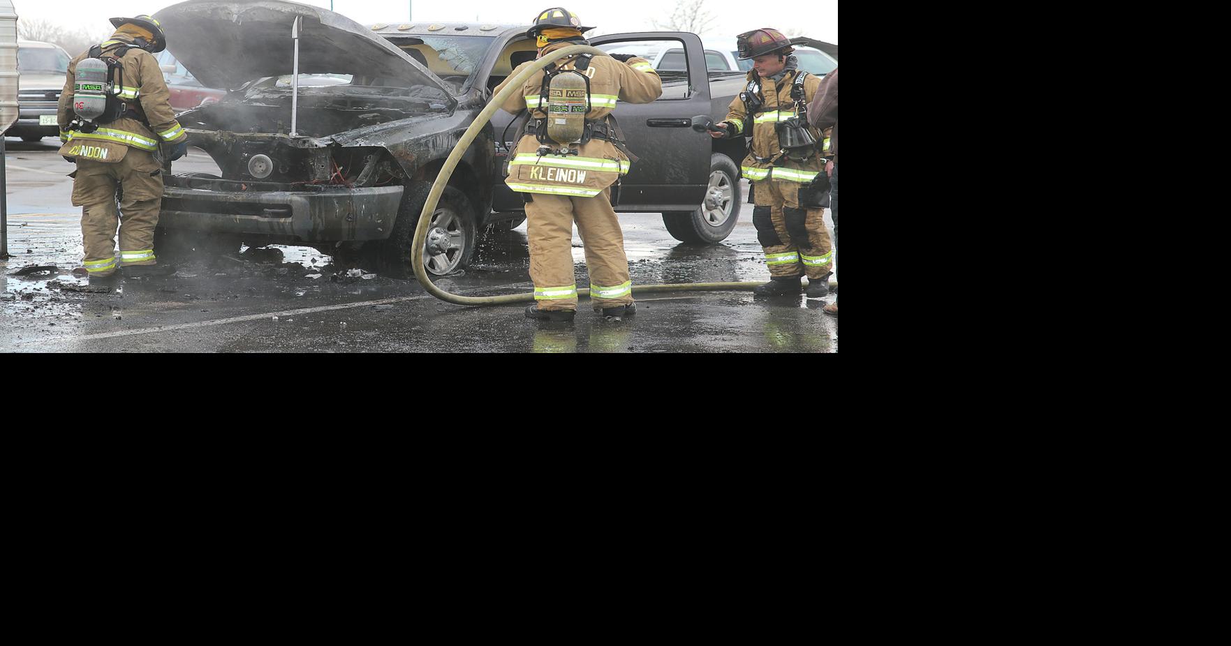 Pickup catches fire at Menards