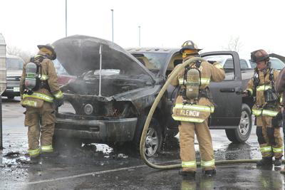 Pickup catches fire at Menards
