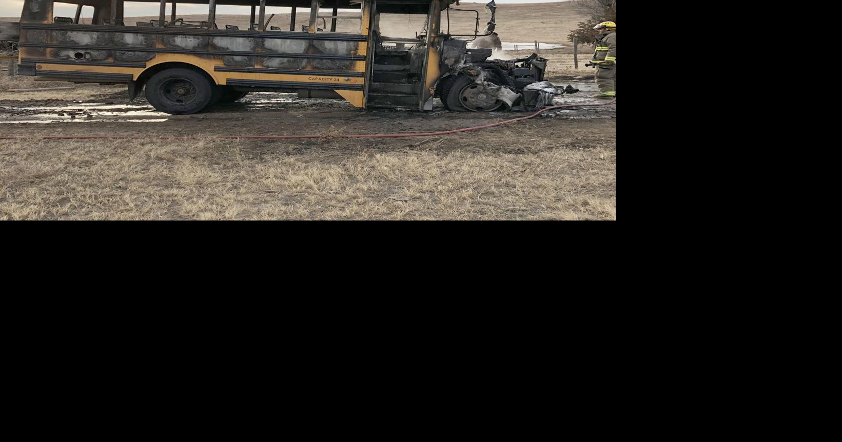 School bus driver smells smoke, evacuates vehicle, bus breaks out in flames