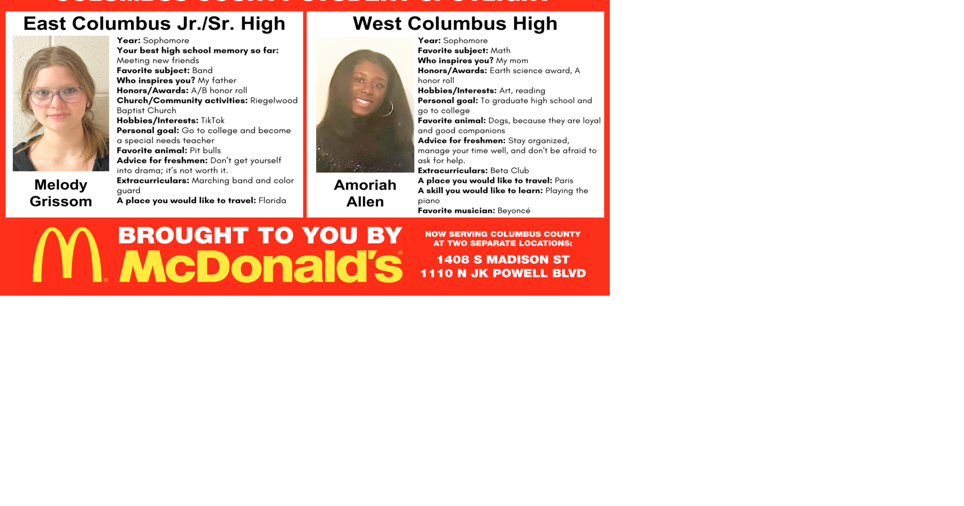McDonald's Student Spotlight March 20, 2025 | Education | nrcolumbus.com
