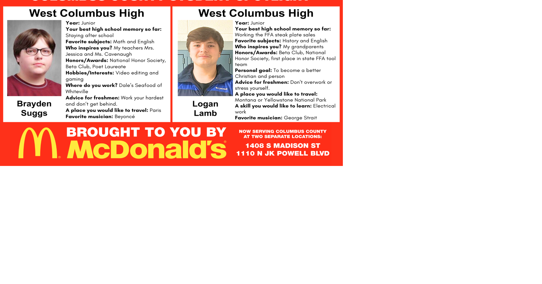 McDonald's Student Spotlight March 13, 2025 | Education | nrcolumbus.com