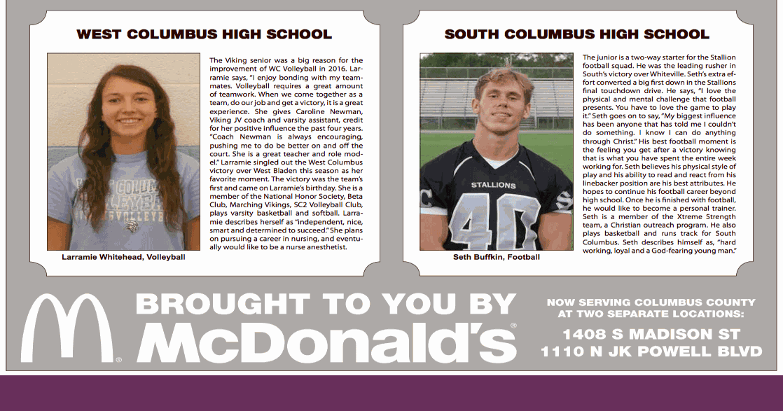 McDonald’s Columbus County Academic Spotlight – Dexter McCoy and Haley ...