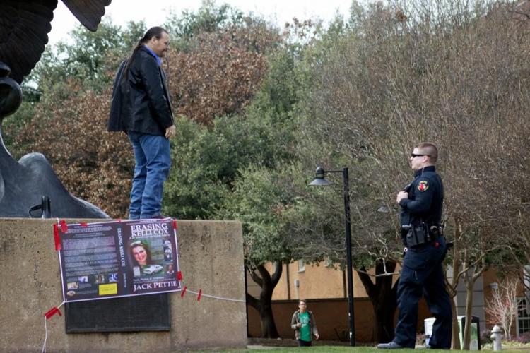 Denton author climbs Eagle statue to talk about his new book on the ...