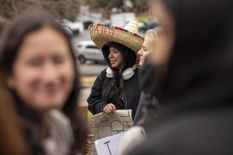 Protest and march against ICE deportations held at university Library ...