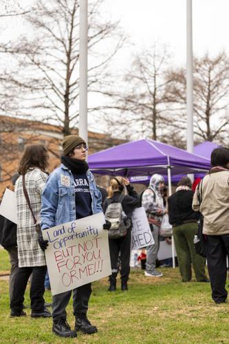 Protest and march against ICE deportations held at university Library ...