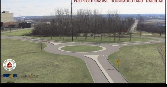 Crown Point updated on bike trail, roundabout