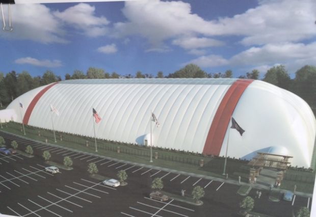 Groundbreaking kicks off inflatable dome in C.P. Sportsplex