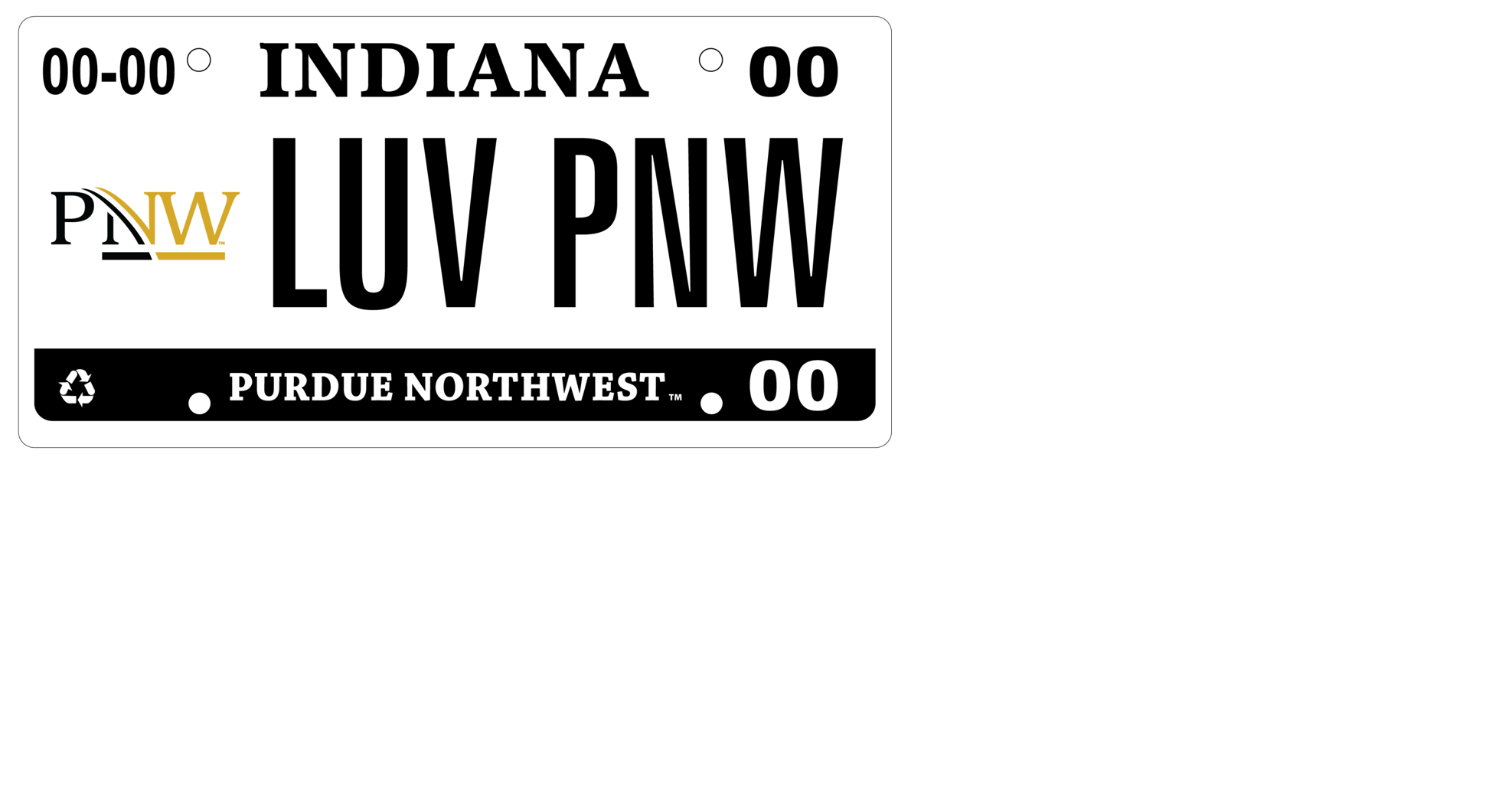 Indiana license plate features Purdue University Northwest