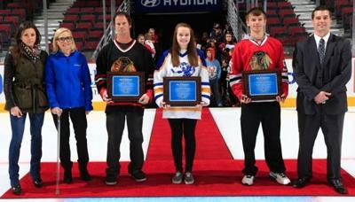 Blackhawks recognize Schererville hockey volunteer