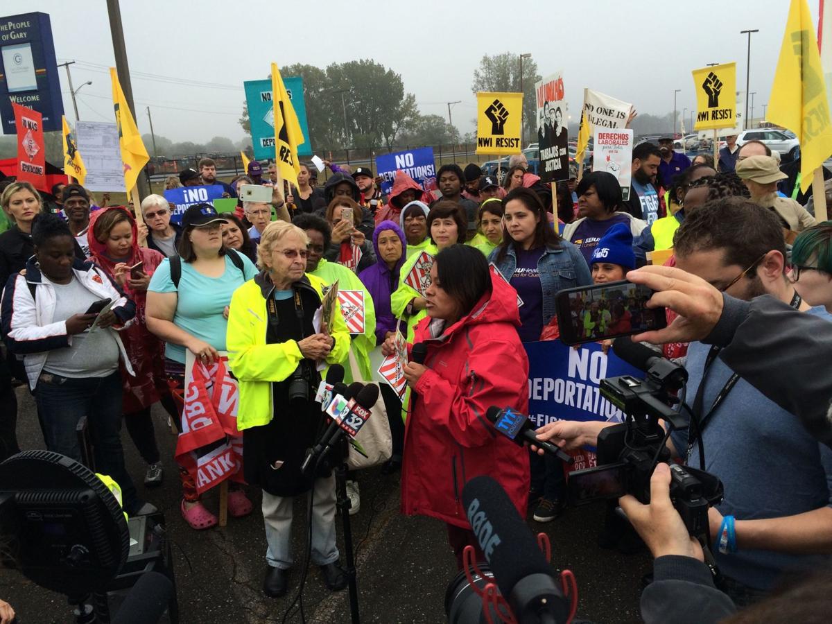 Groups join together Friday to protest deportations at Gary airport and ...