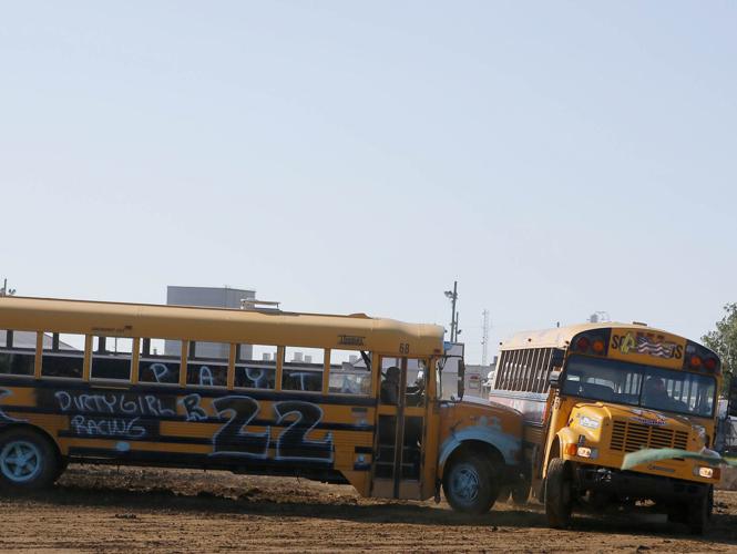Bus demolition derby brings old-school thrills to Porter County Fair ...
