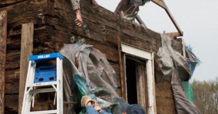 Linden log cabin ready for resurrection