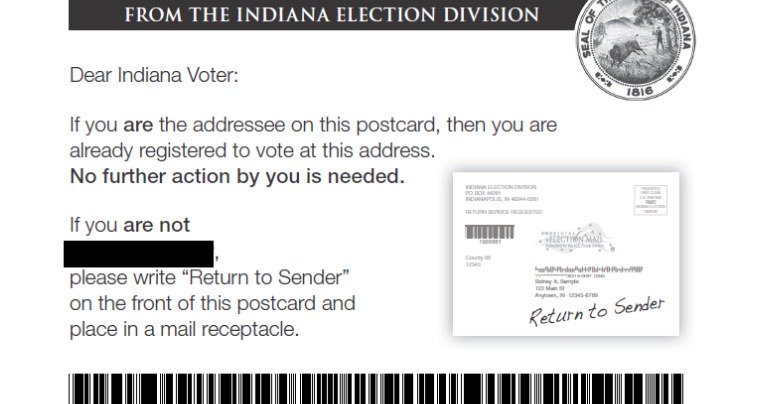Postcards headed to Hoosier homes seek to confirm voter registrations