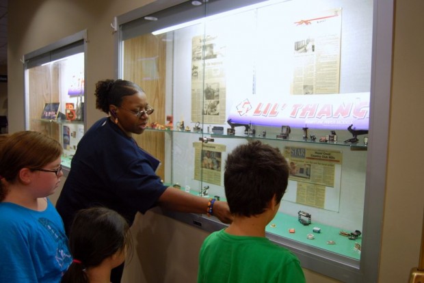 Miniature paper models on display at Crete library
