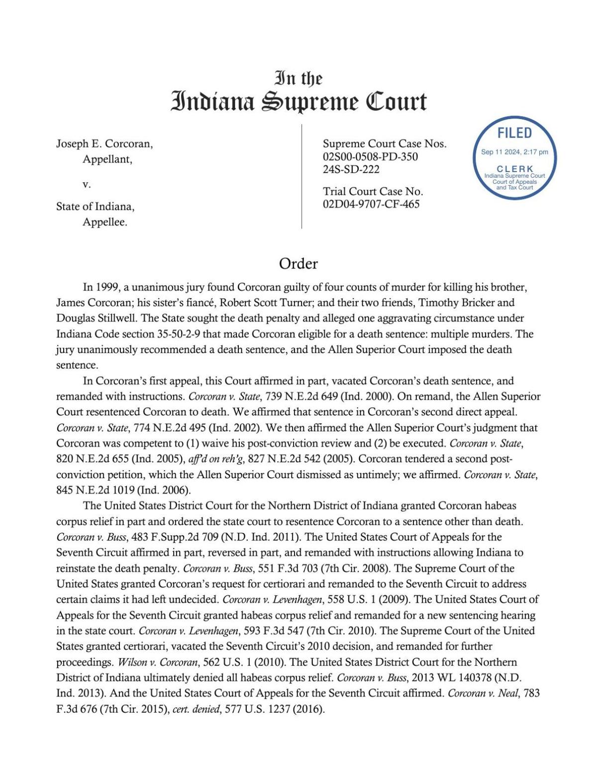 Indiana set to carry out first execution in 15 years Dec. 18