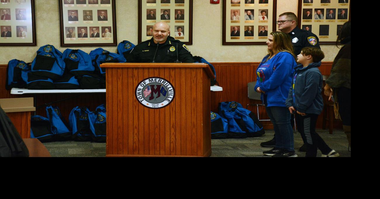 Merrillville police receive donation of Ben's Blue Bags