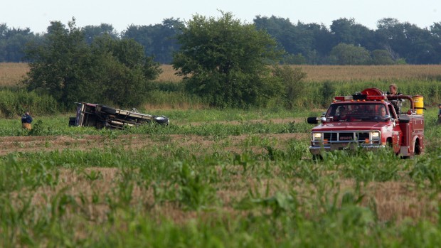 Sinkhole topples firefighting vehicle responding to Hebron field fire