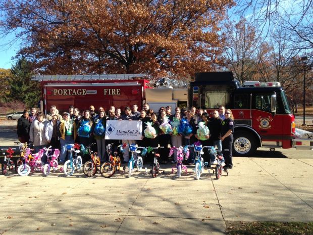 MonoSol Rx donates bikes, gifts to Portage Fire Department effort
