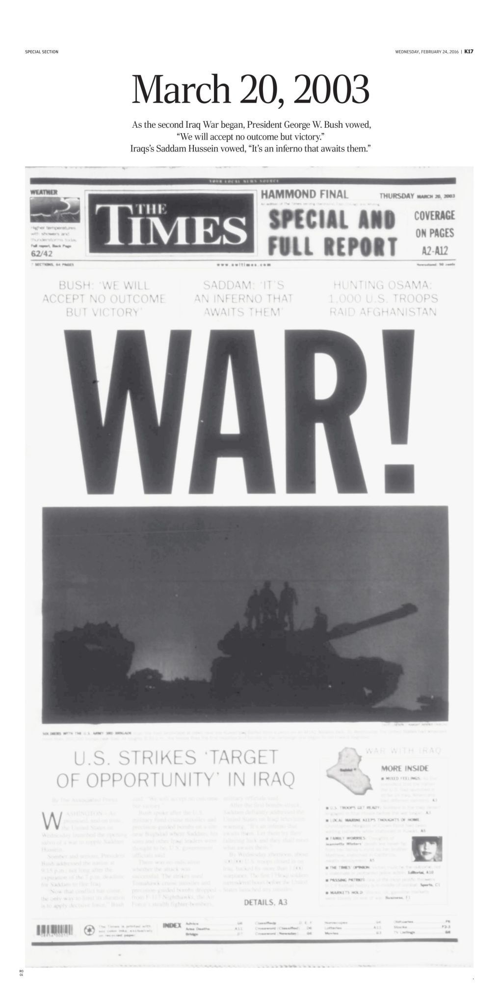 Gallery: Historic Times: A look back at The Times' historic front pages