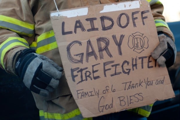 Laid off Gary firefighter takes to the streets