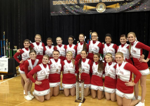 Crown Point High School Cheerleaders win at State