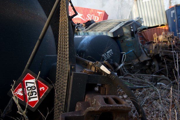 Three freight trains crash in fiery mess