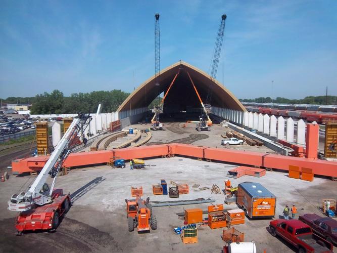 Potash warehouse building under construction