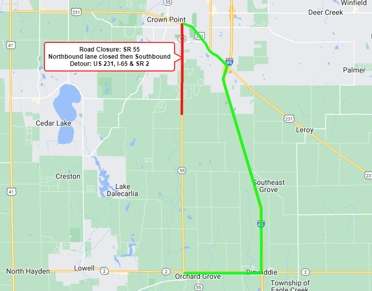 Concrete patching project to impact Crown Point traffic
