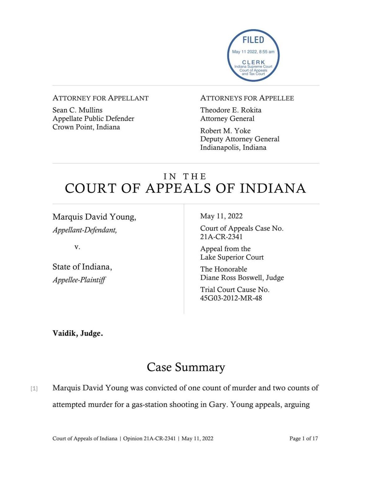 Indiana Appeals Court Overturns Gary Murder Conviction That Relied On