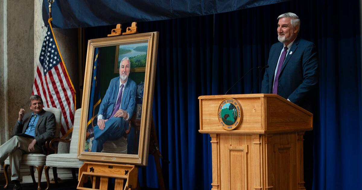 Portrait of Gov. Holcomb unveiled at Statehouse ceremony