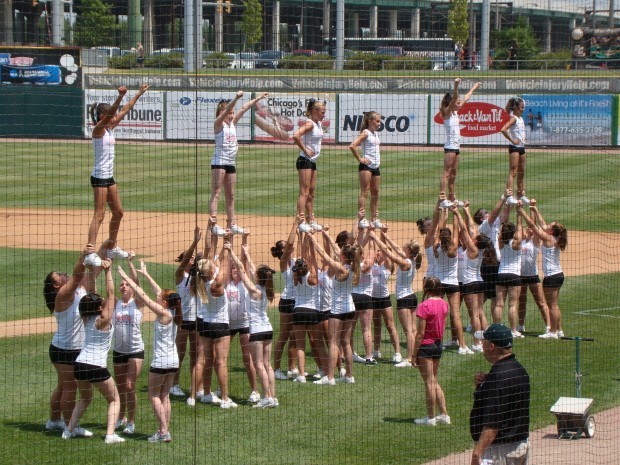 All Star Angels cheerleaders perform at Gary Railcats