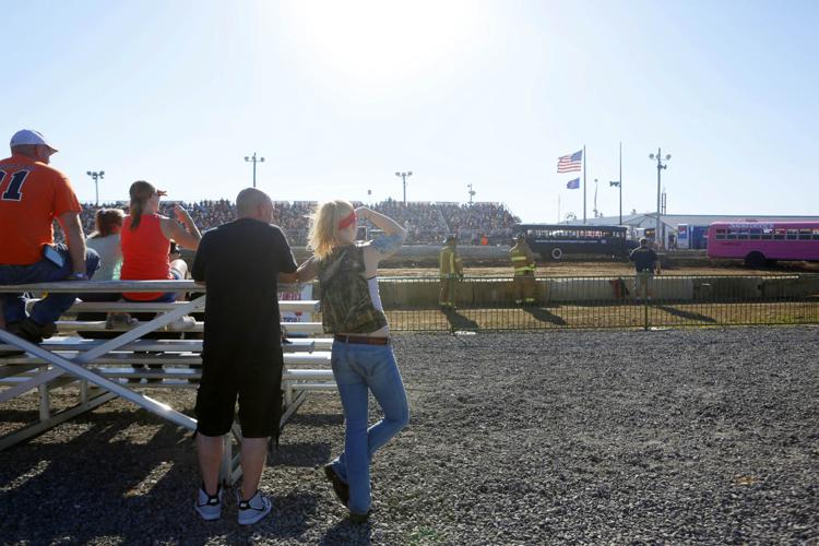 Bus demolition derby brings old-school thrills to Porter County Fair ...
