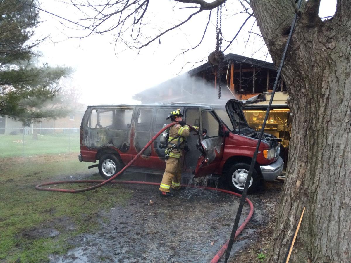 Van destroyed, garage damaged in Merrillville fire