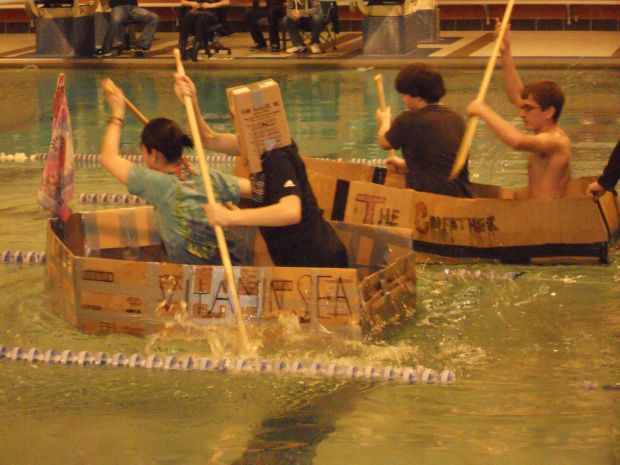 Physics students compete in Cardboard Boat Regatta