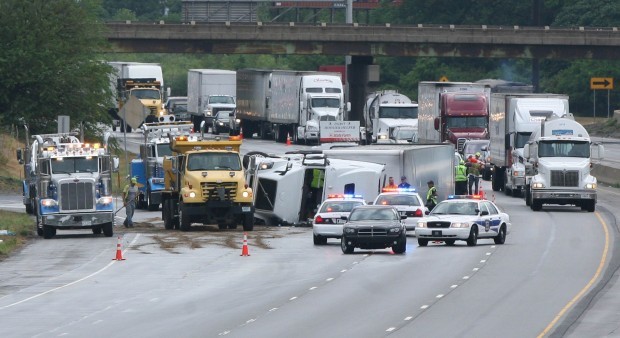 Borman lanes reopen five hours after semi rollover