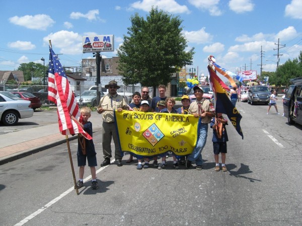 Cub Scouts march in parade
