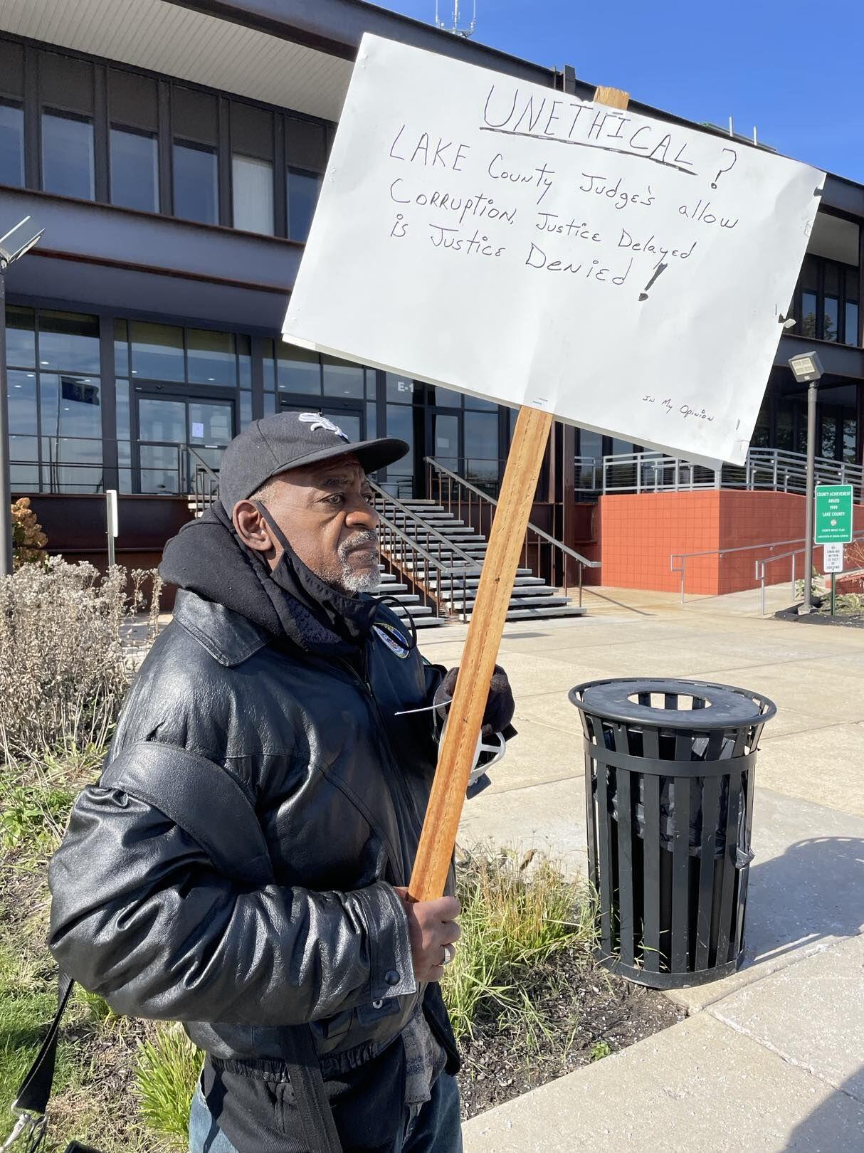 Marcus Lyons courthouse crucifixion protest lake county