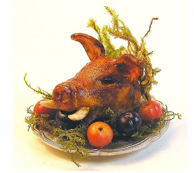 Roasted Boar's Head with Apples
