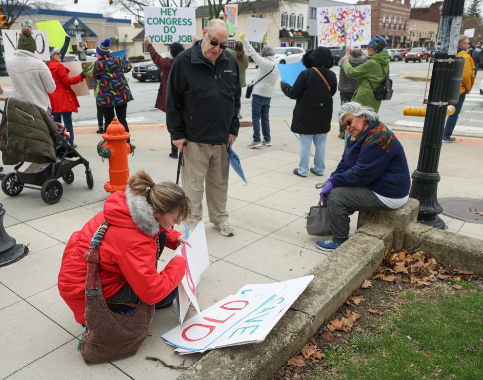 Hundreds in Crown Point protest Trump in 'Hands Off!' rally