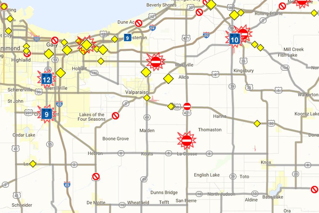 INDOT website maps highway info