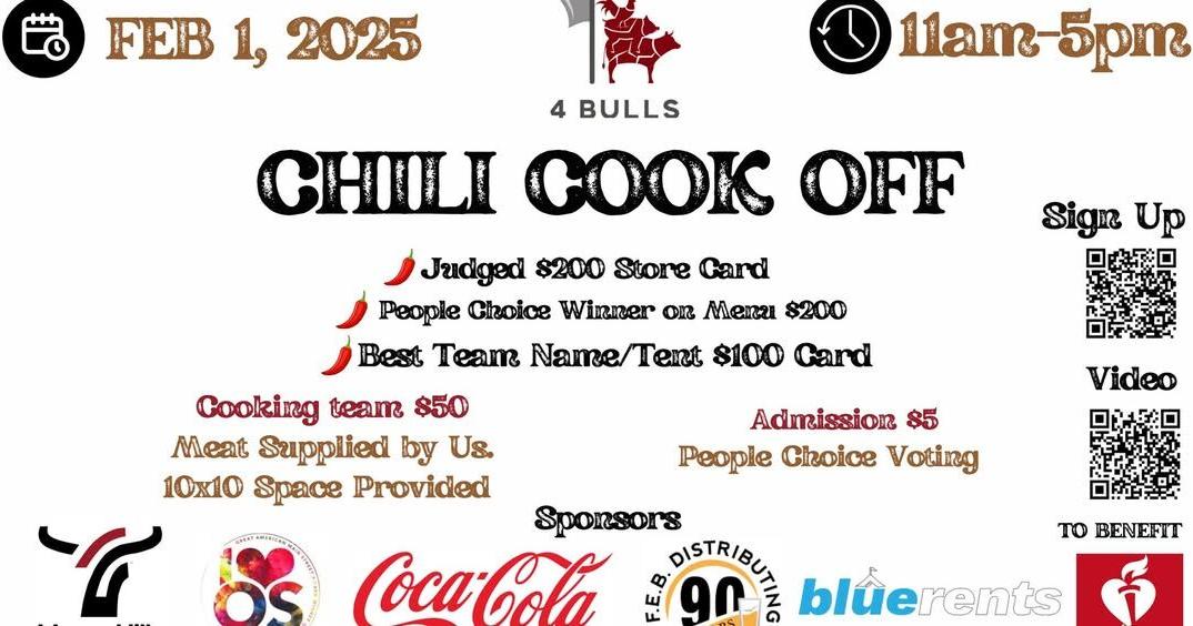 Red-Hot Chili Cook Off with a Twist Planned by Owner and Team of 4 ...