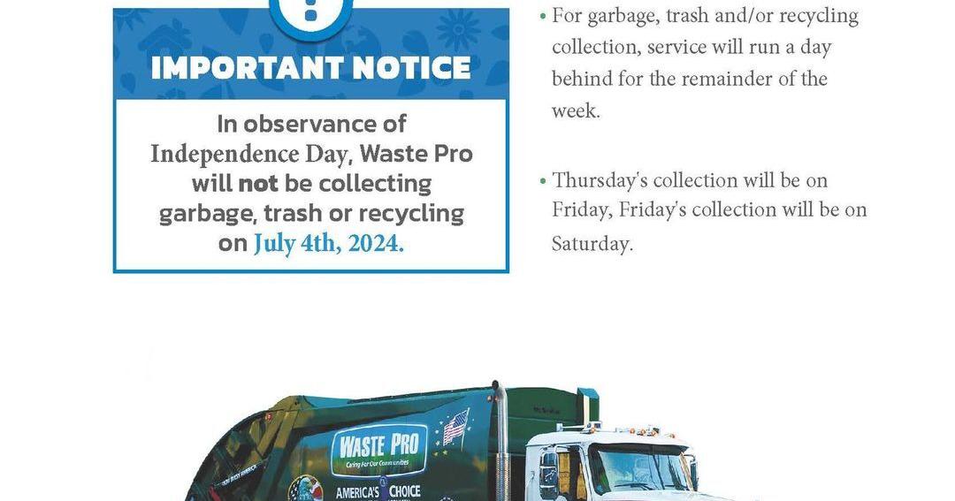 City Garbage Pick Up Schedule for Fourth of July Holiday ...
