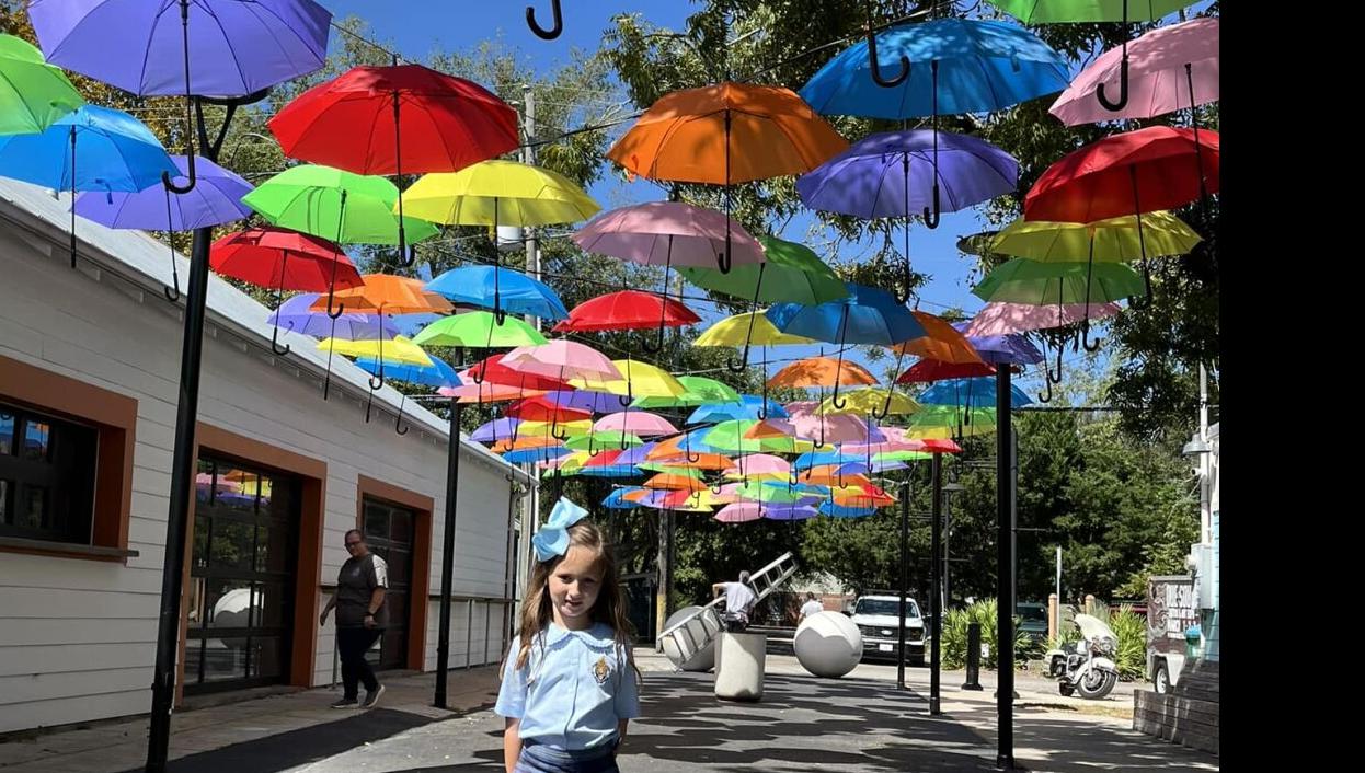 colorful umbrellas hanging