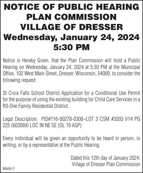 NOTICE OF PUBLIC HEARING | Public Notices | osceolasun.com
